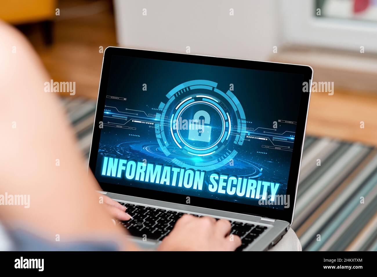 Text caption presenting Information Security. Business approach being ...