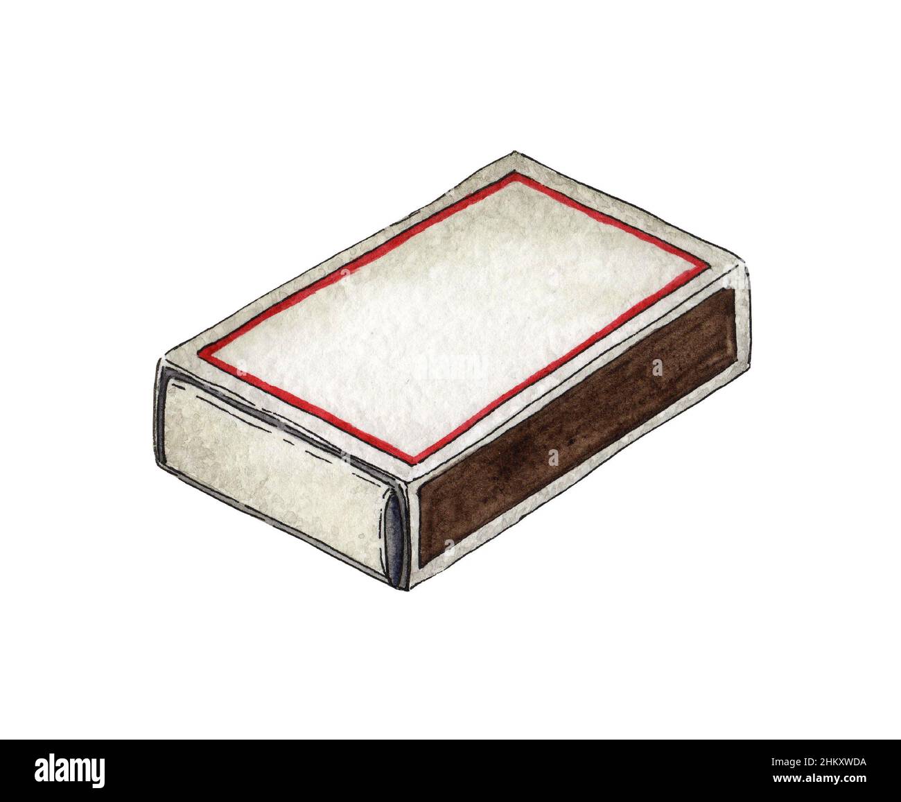 Watercolor illustration of a closed matchbox full of red matches. Get ...