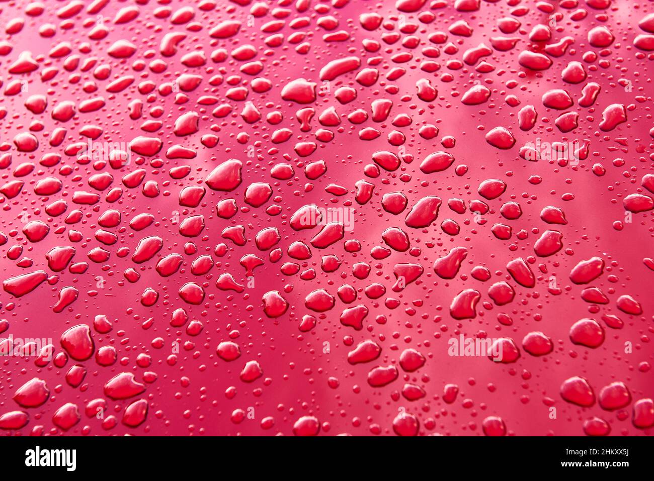 Water drops on red color background Stock Photo - Alamy