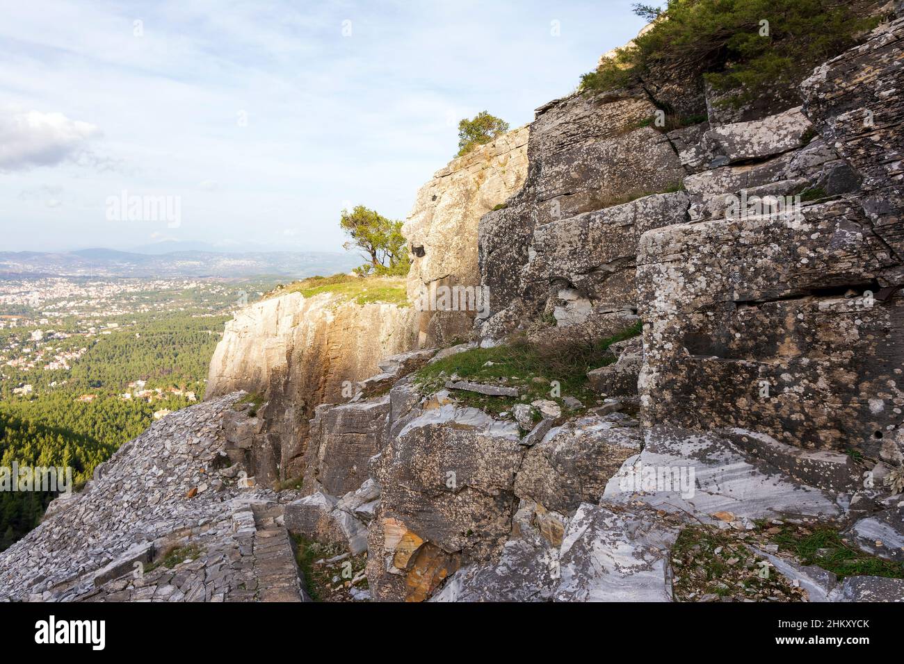 Part of the abandoned Penteli marble quarry in Attika, Greece. Penteli ...
