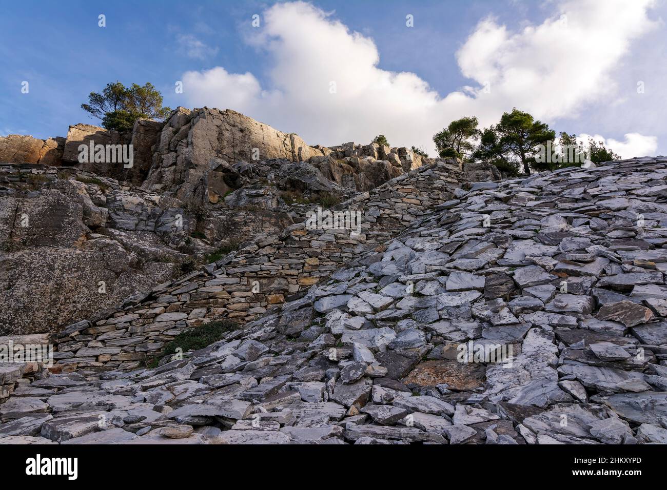 Part of the abandoned Penteli marble quarry in Attika, Greece. Penteli ...