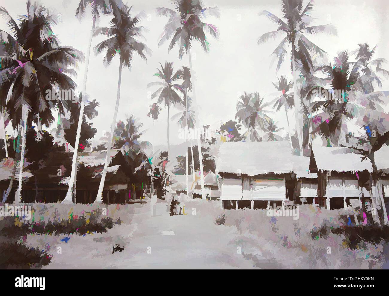 Art inspired by Houses on stilts in a kampong in Sumatra7a Sumatra ...