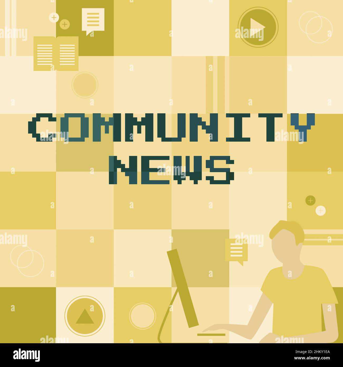 Hand writing sign Community News. Business showcase news coverage that ...
