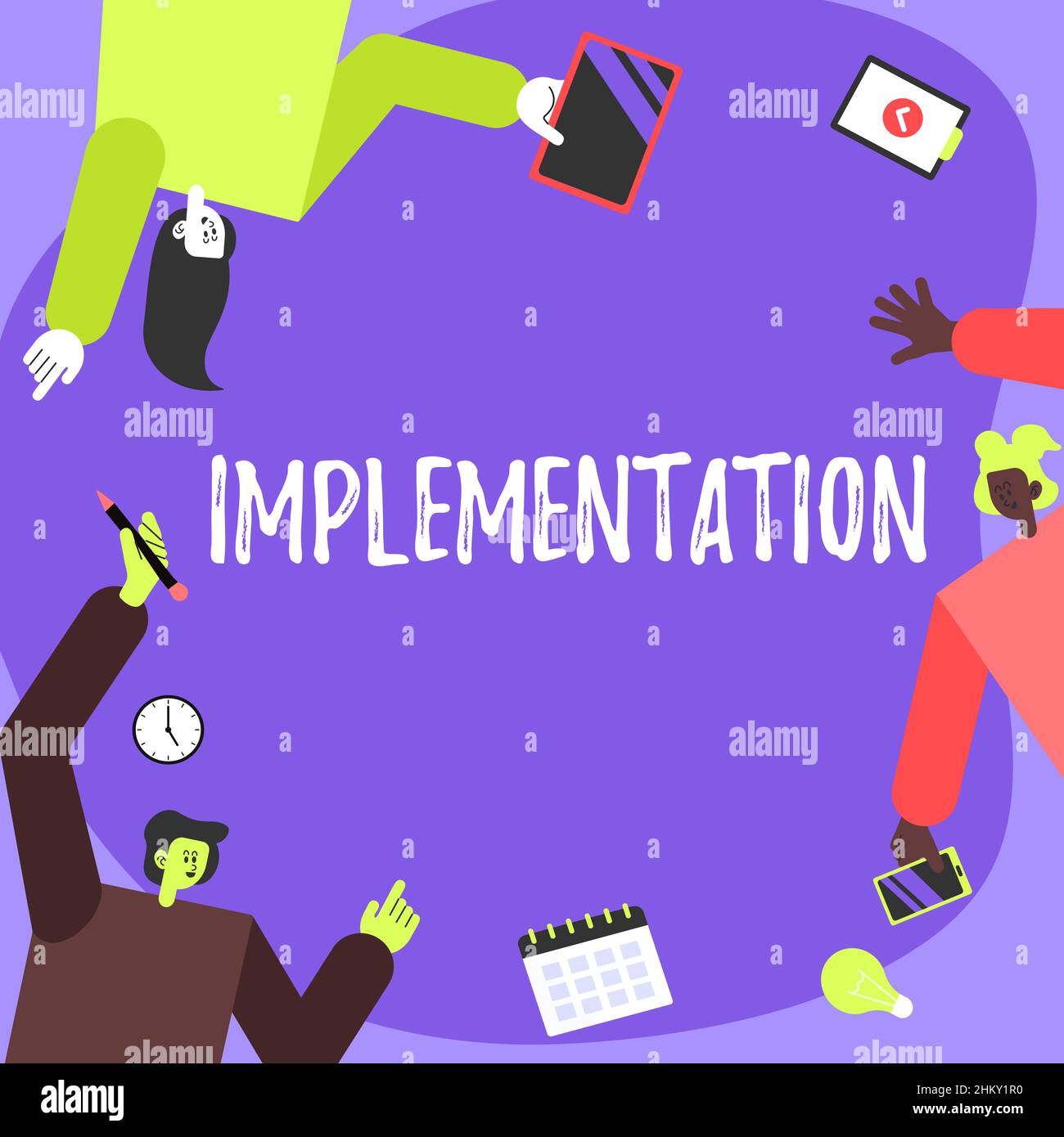 Handwriting Text Implementation Business Concept The Process Of Making Something Active Or