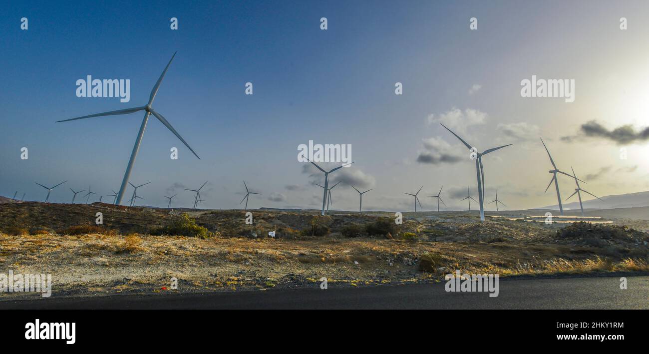 Power of wind turbine generating electricity clean energy with cloud ...