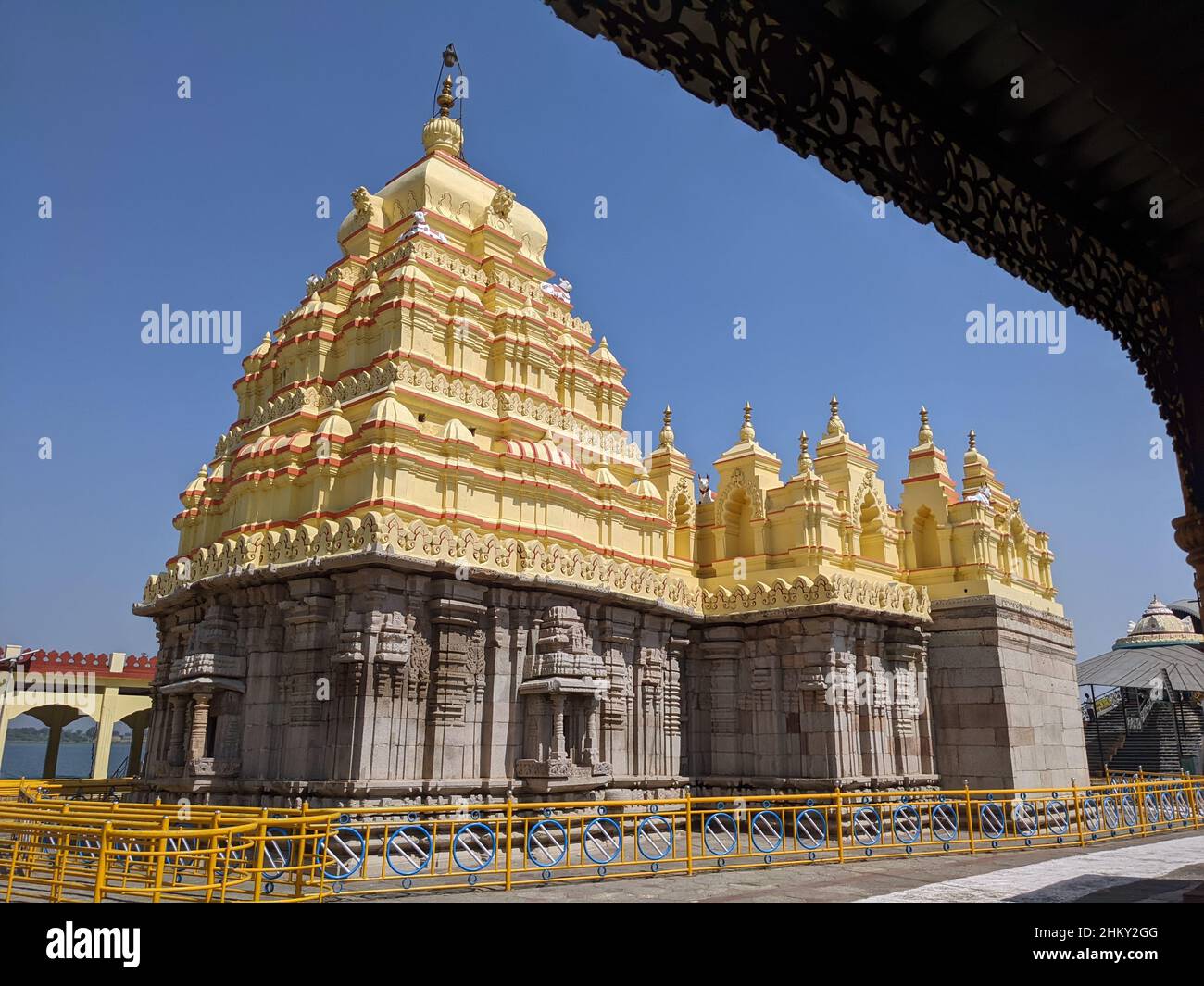view of Kudala sangam temple isolated in arch frame: Kudala sangam ...