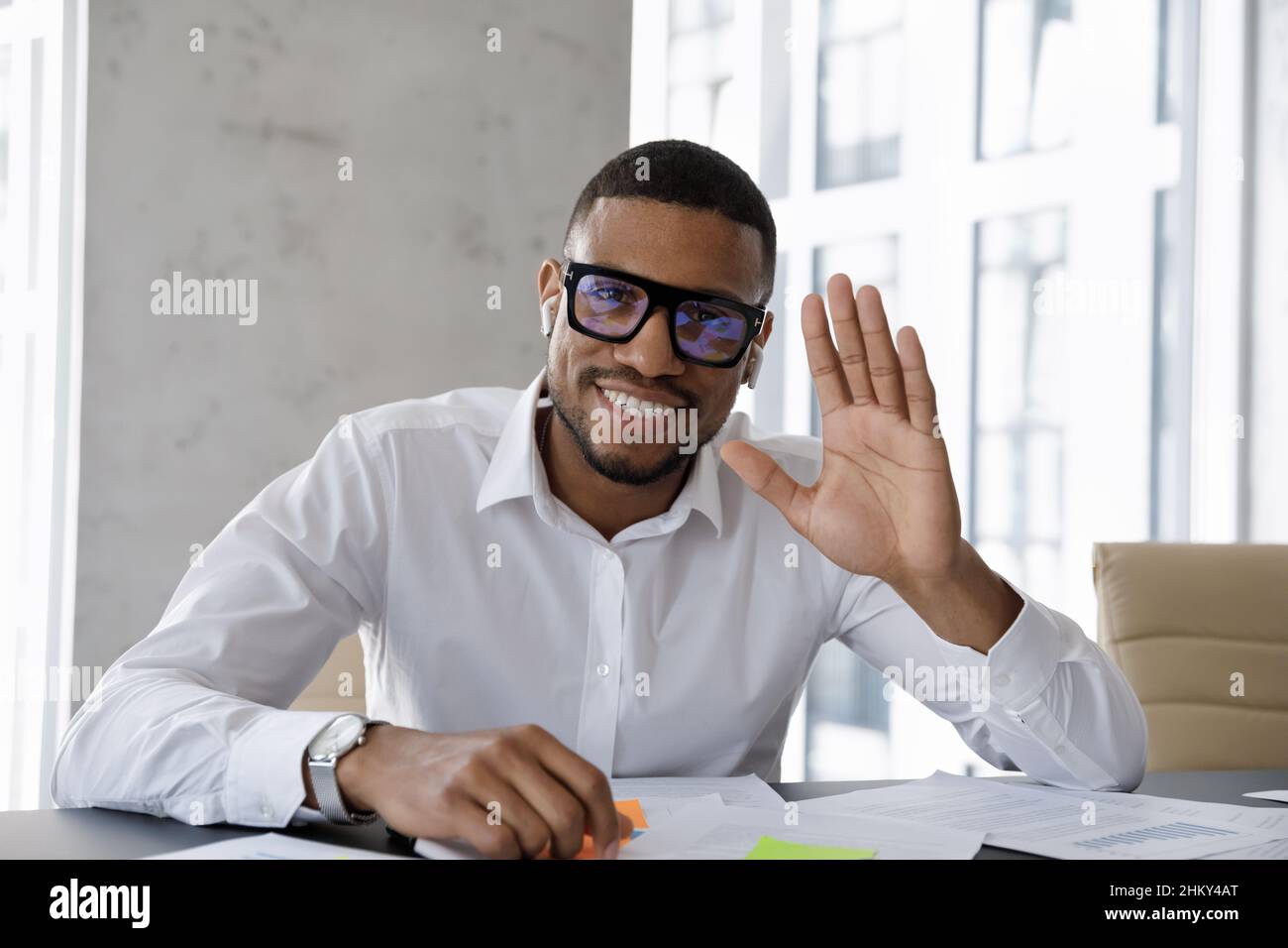 Young african american man glasses hi-res stock photography and images ...