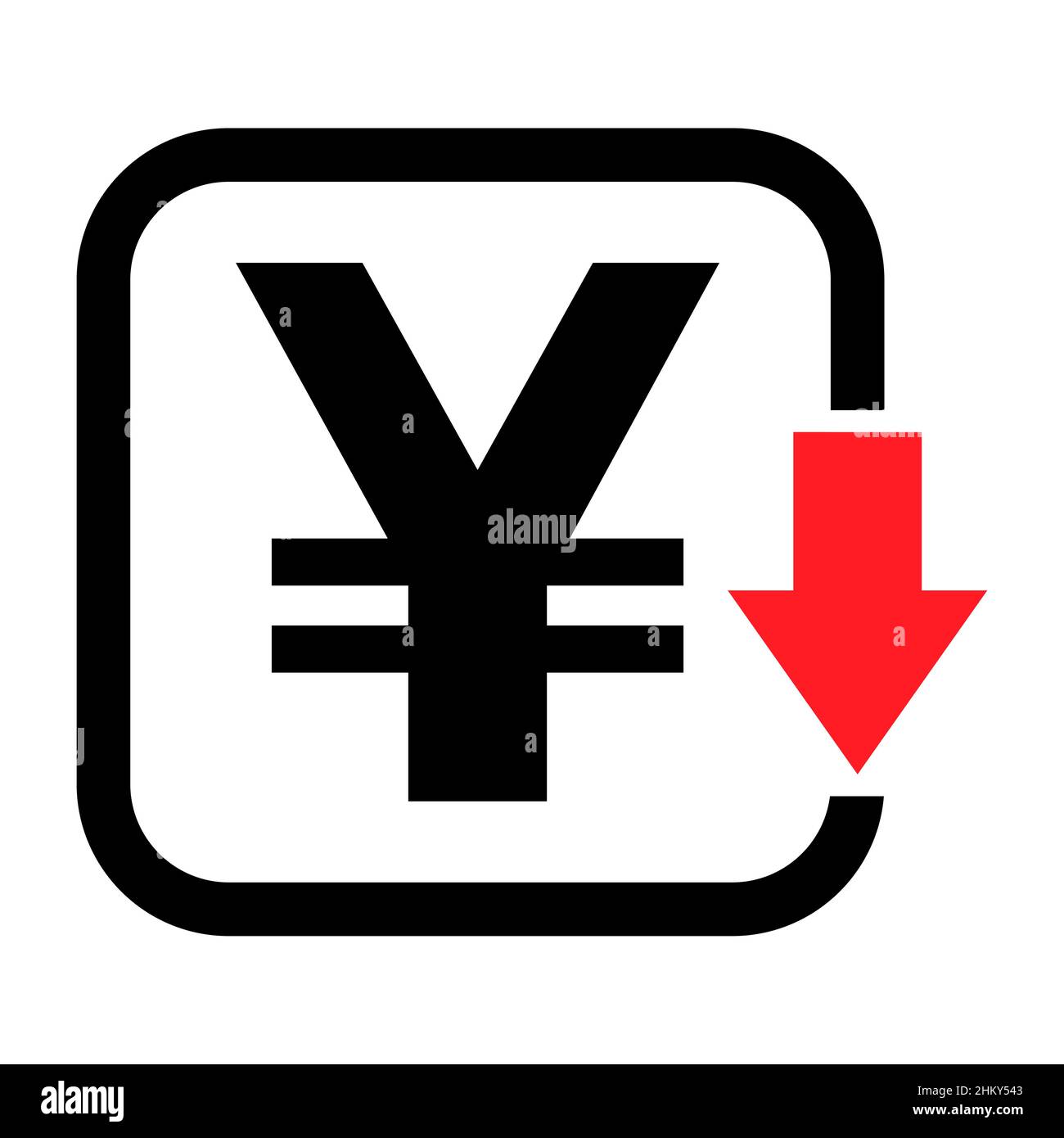 Cost reduction- decrease yuan icon. Vector symbol image isolated on background Stock Vector ...