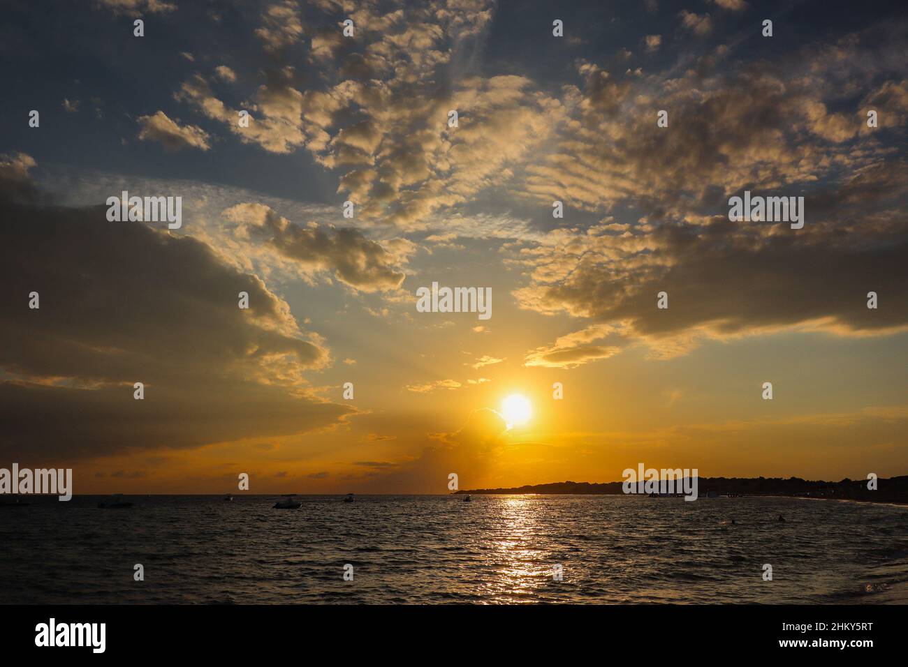 Colorful Sunset in Corfu Island. Beautiful Scene of Cloudy Nature with ...