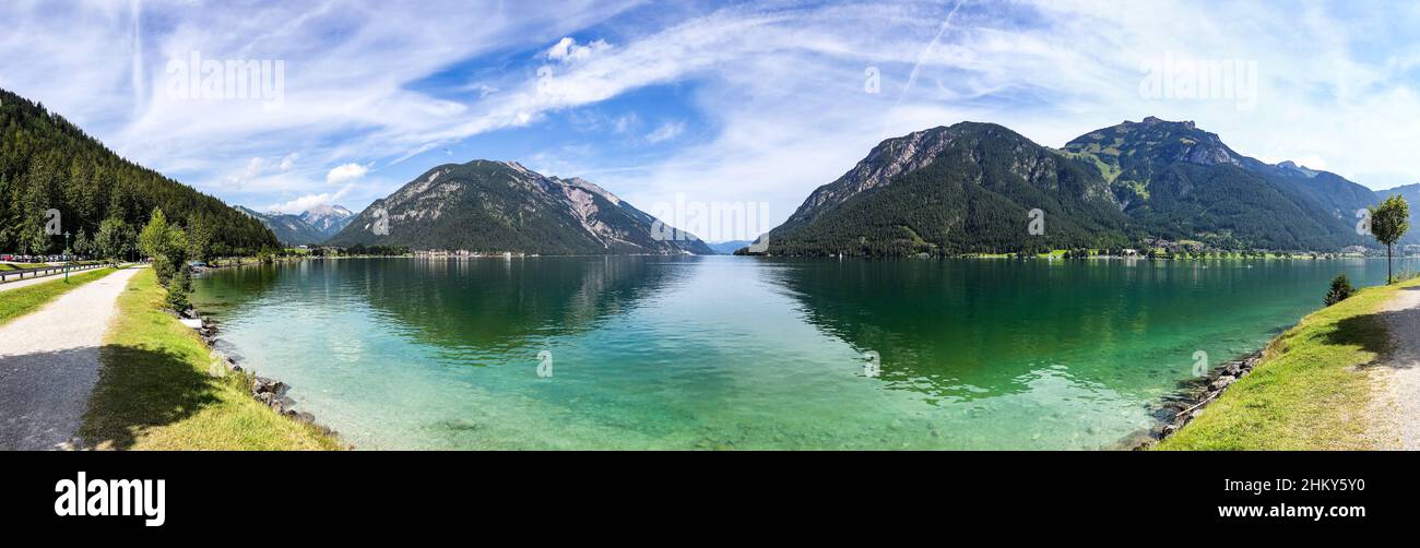 Panoramic View of Lake Achen during Summer Day in Tyrol. Beautiful ...