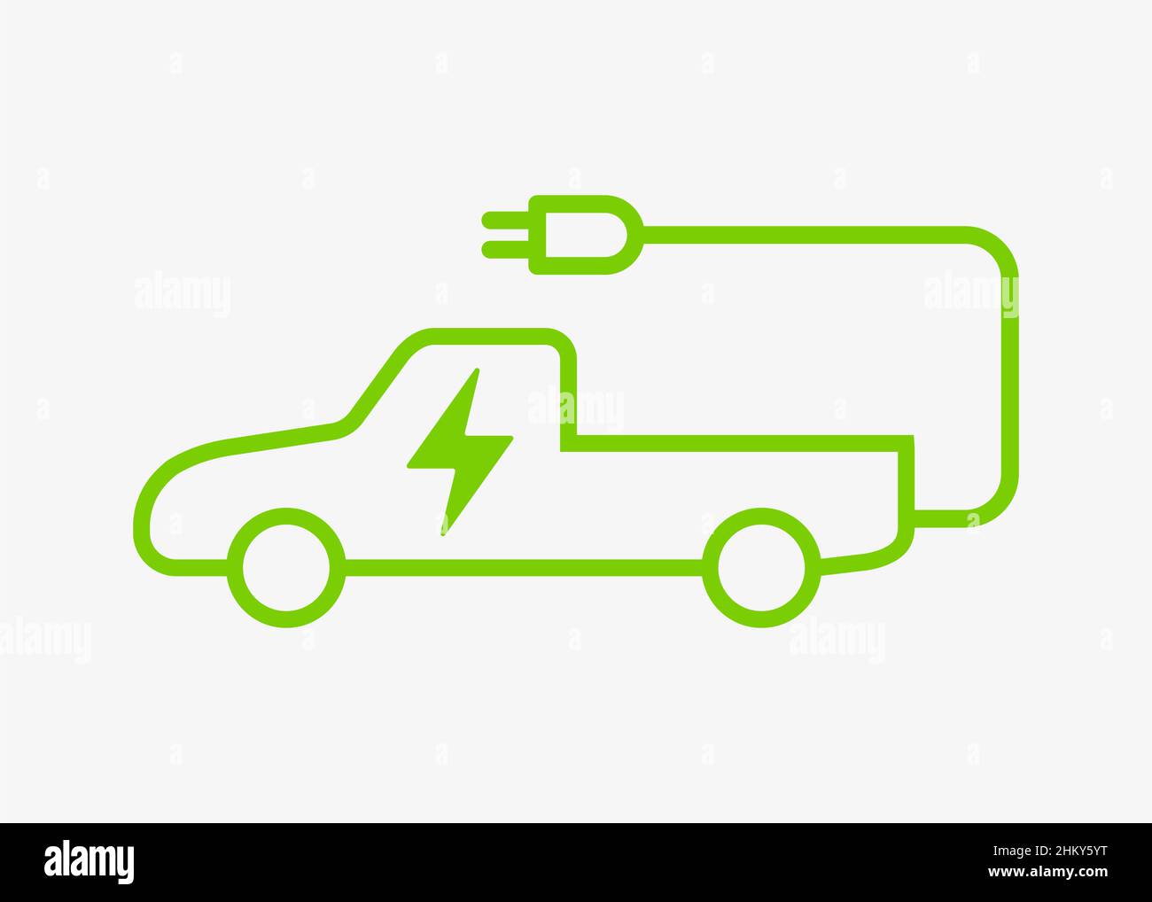 Electric car with power charging cable vector icon Stock Vector Image ...