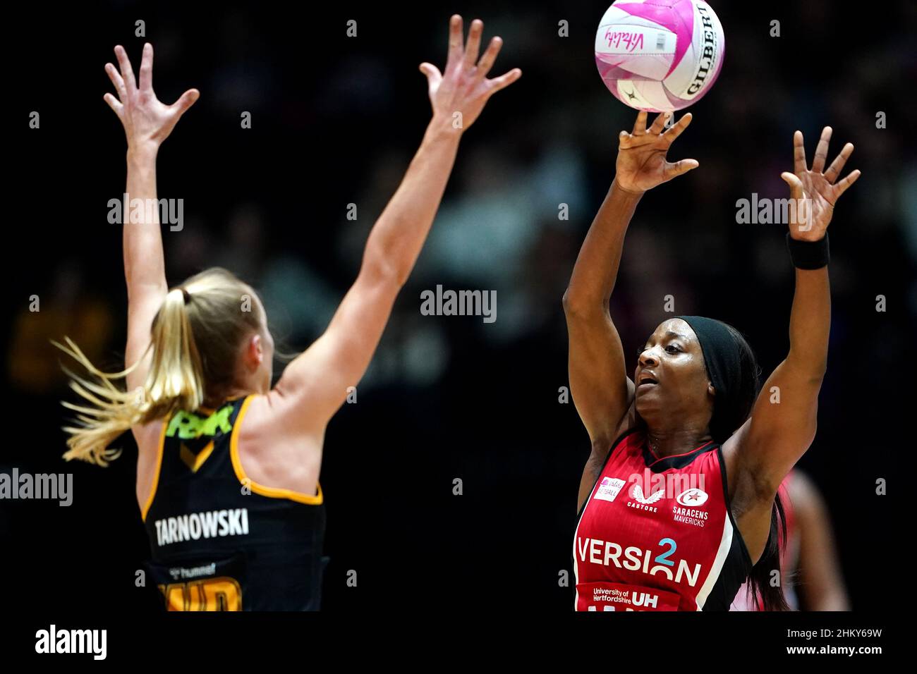 Saracens Mavericks’ Sasha Corbin during the Vitality Netball ...