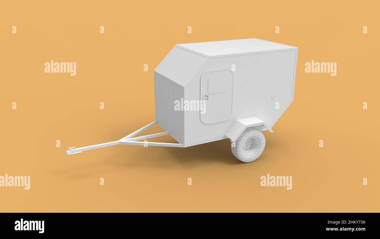 3D rendering a small offroad trailer for a car auto isolated in empty ...