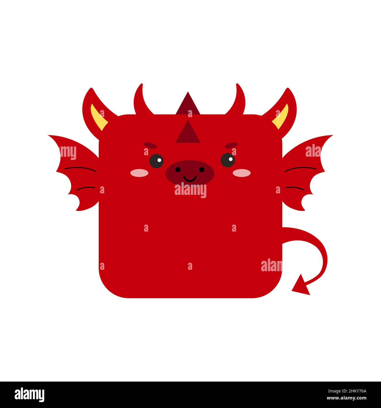 Square red dragon chinese zodiac animal face icon isolated on white ...