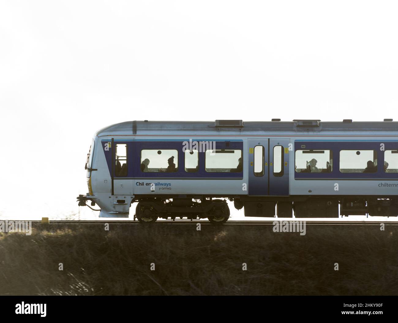 Chiltern Railways class 165 diesel train, side view, Warwickshire, UK ...