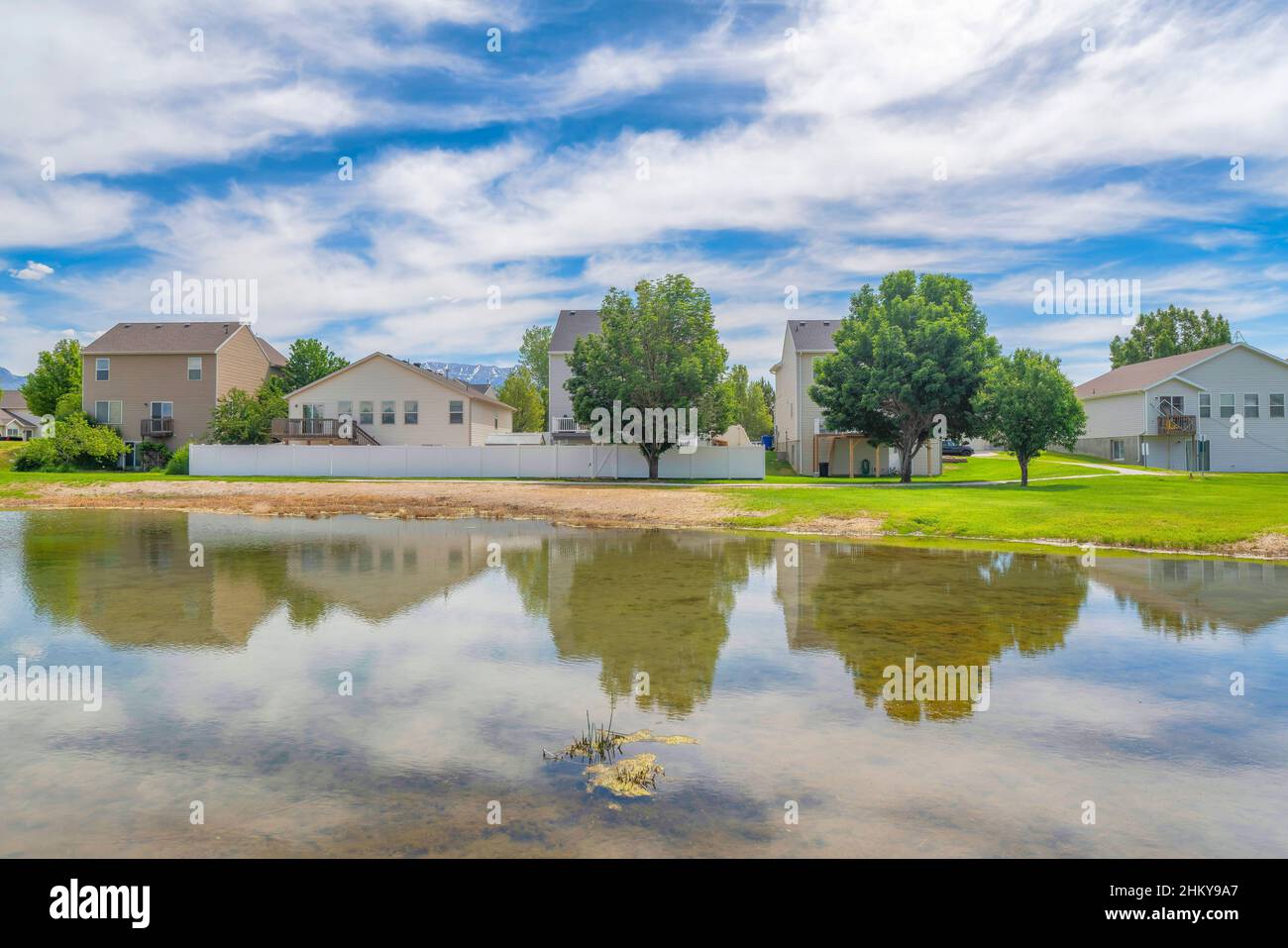 Shallow lake in a residential community at Utah valley Stock Photo - Alamy