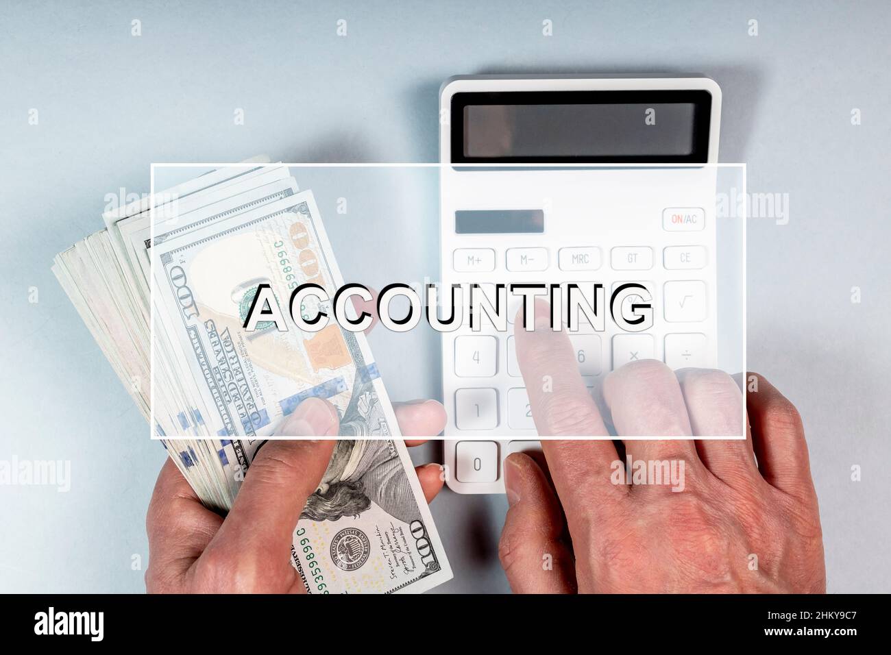 Accounting word on photo with finance, money, calculator Stock Photo ...