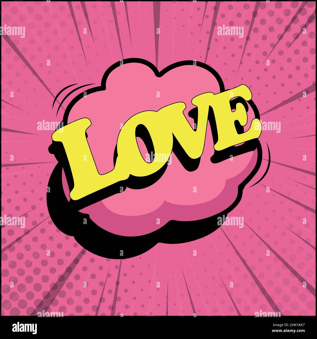 Comic zoom inscription LOVE on a colored background - Vector ...