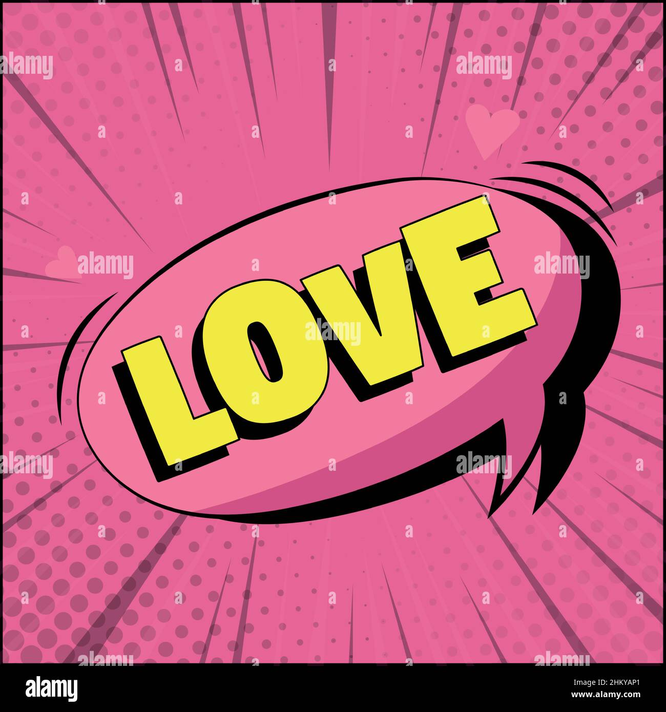 Comic zoom inscription LOVE on a colored background - Vector ...