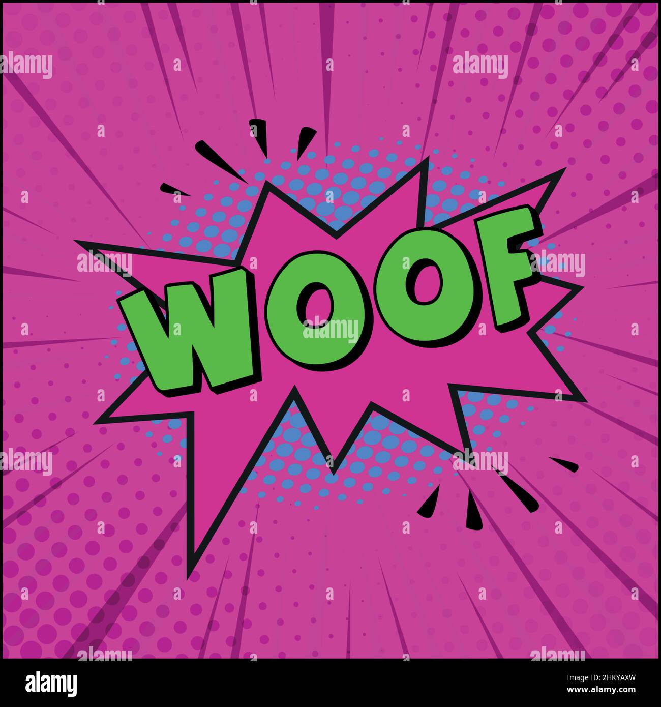 Comic zoom inscription WOOF on a colored background - Vector ...