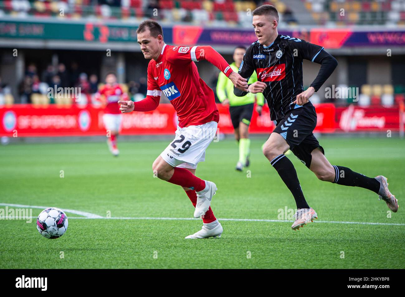 Silkeborg, Denmark. 05th, February 2022. Lukas Engel (29) of Silkeborg ...