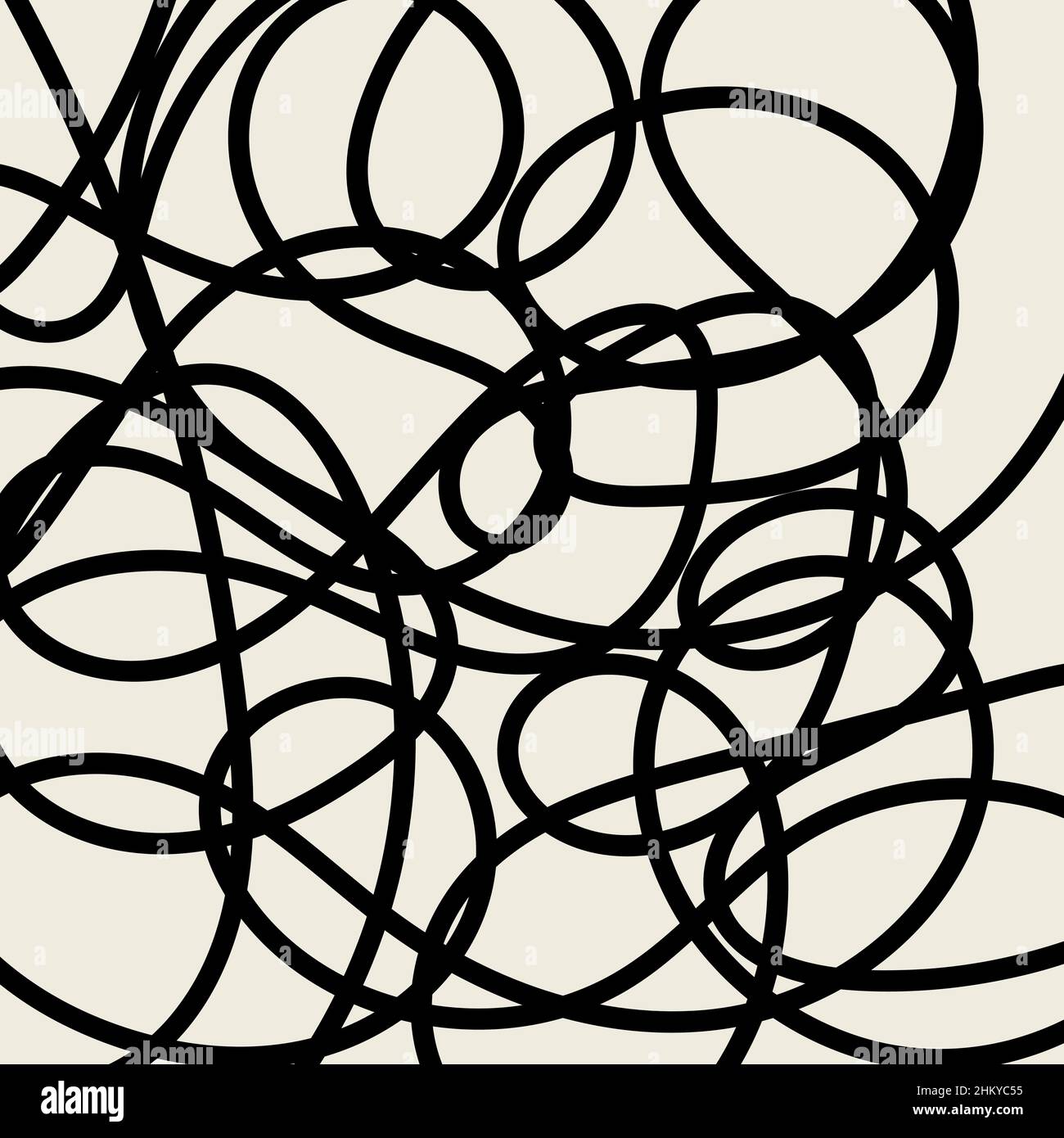 Tangled black threads on white background. Vector illustration Stock ...