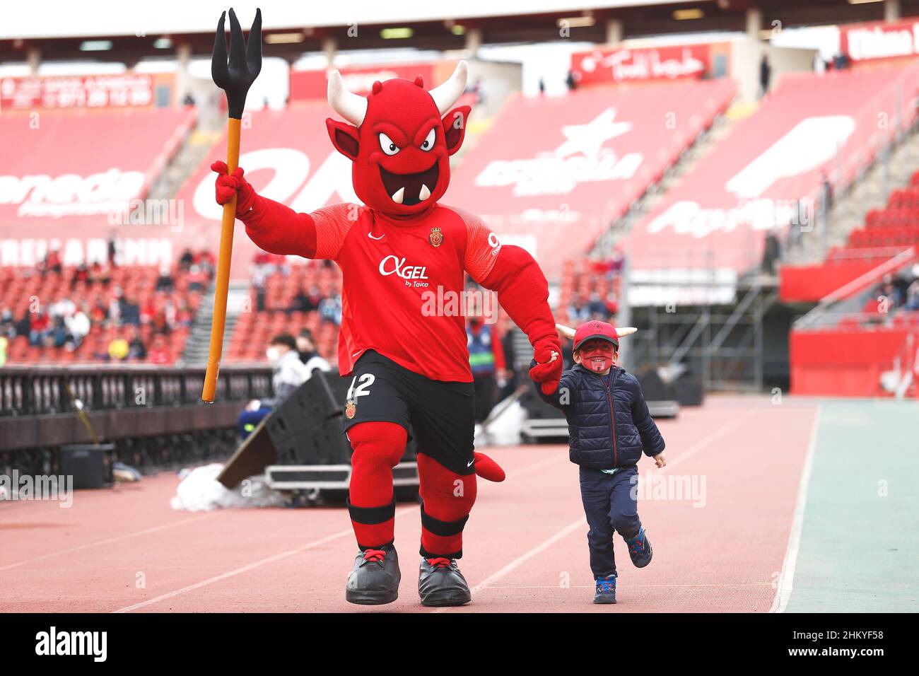 Mallorca kids fan and Mascot, FEBRUARY 5, 2022 - Football / Soccer ...