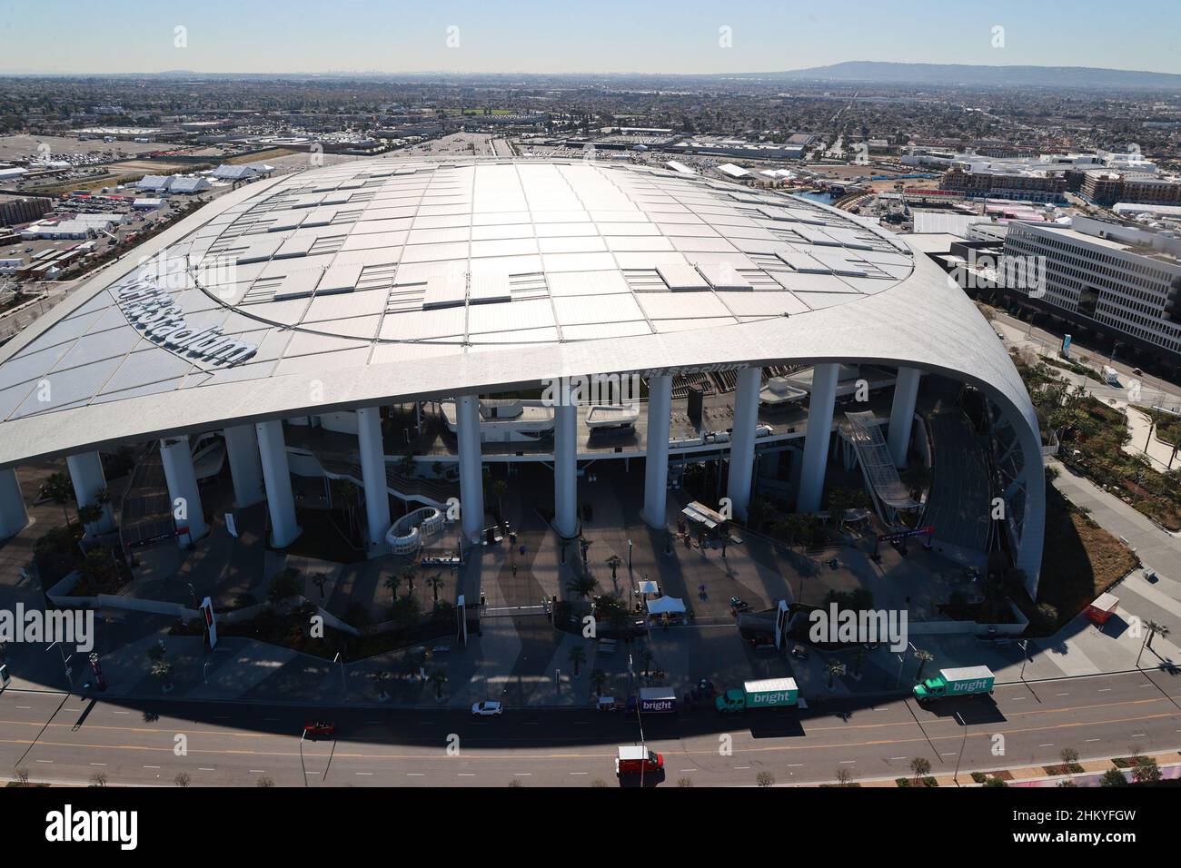 Inglewood, Ca. 5th Feb, 2022. Aerial View of SoFi Stadium home of the ...