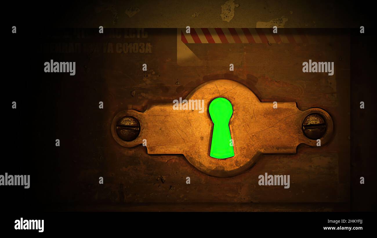 3d illustration - key hole with Green Screen from outside Stock Photo ...
