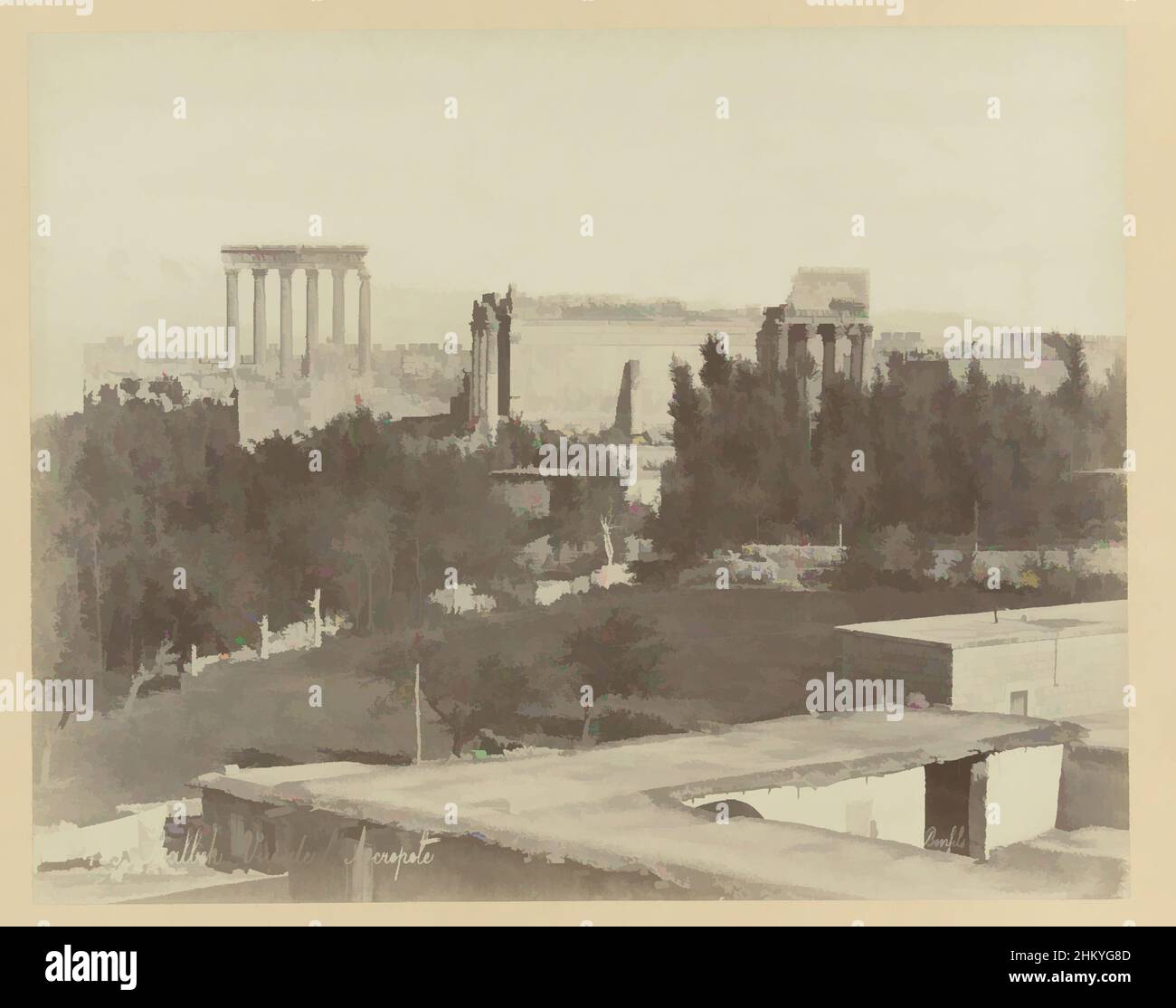 Art inspired by S 68. View of the Acropolis Baalbec. Syria., Syria ...