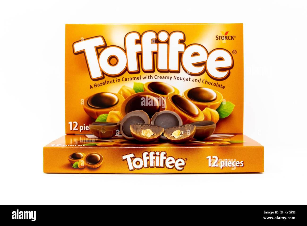 Box of Toffifee caramel candies made by the German Confectionery ...