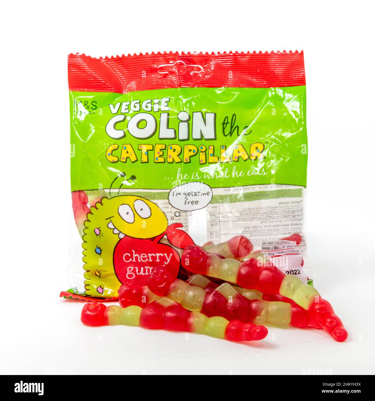 M&S Colin The Caterpillar Cherry Gums Stock Photo - Alamy