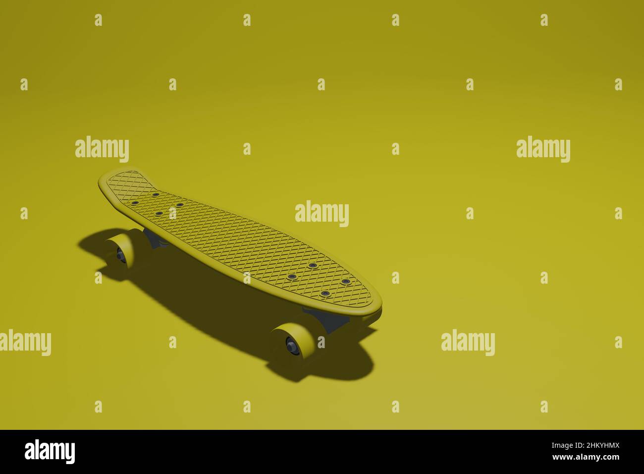 Yellow skateboard on yellow background, 3d rendering Stock Photo - Alamy