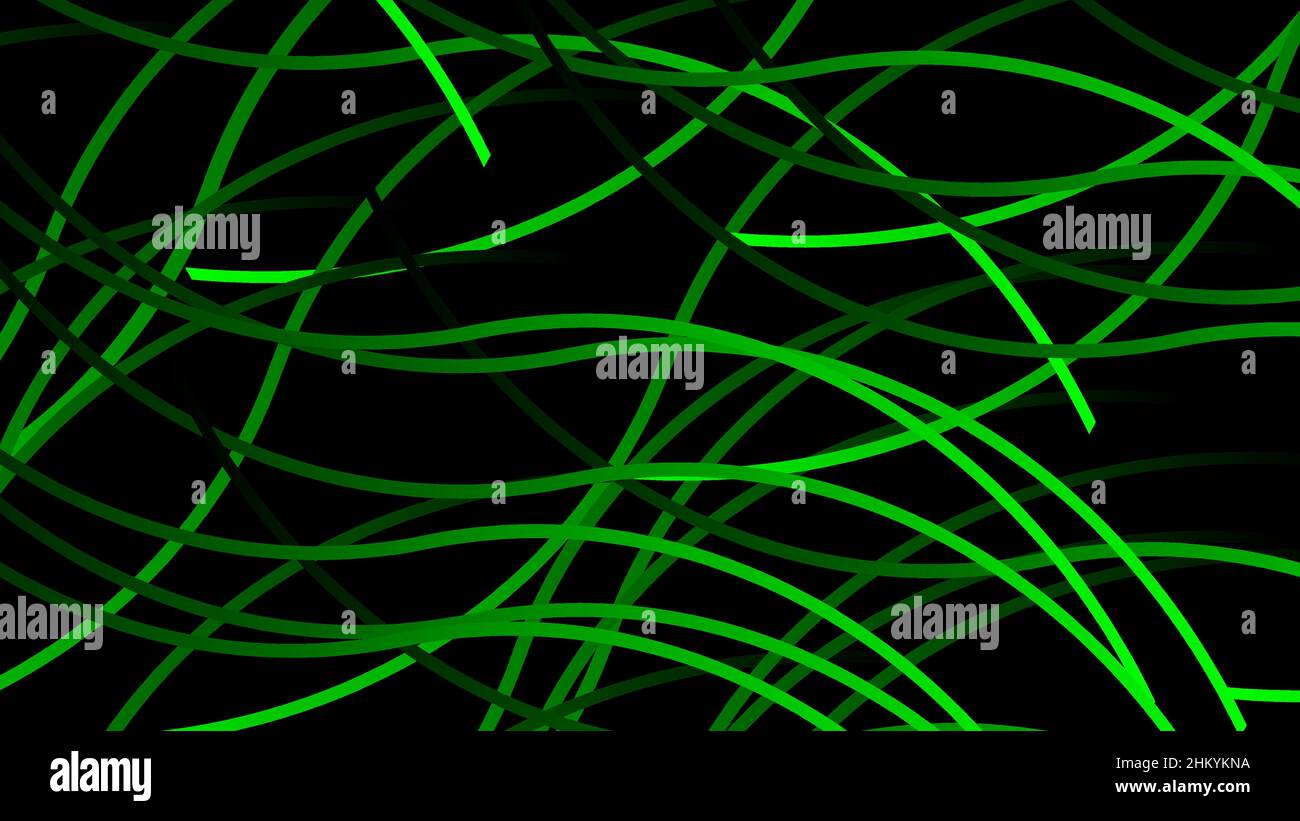 Black background wrapped with green wavy line pattern design Stock ...