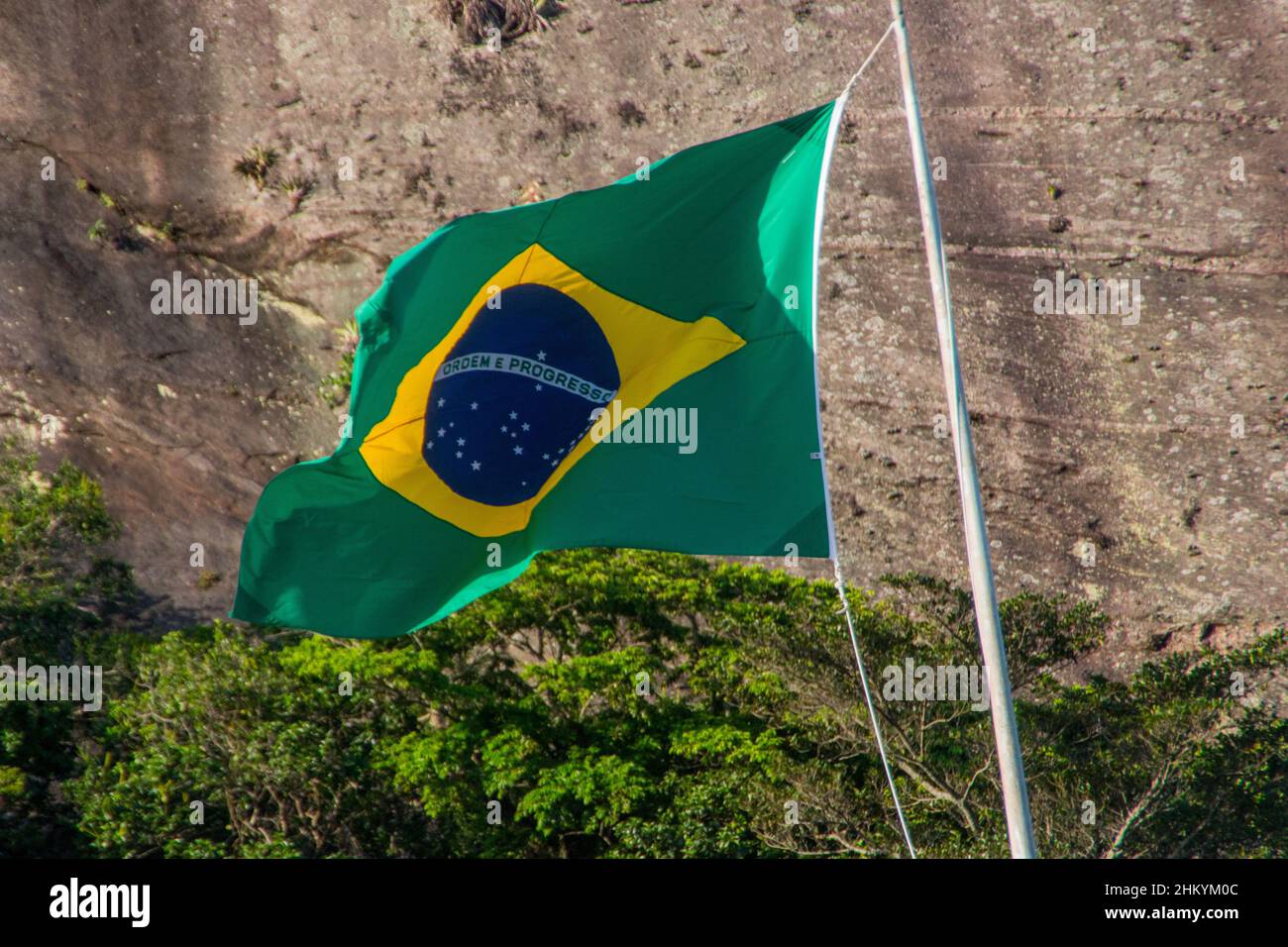 brazil flag outdoors in rio de janeiro Stock Photo - Alamy