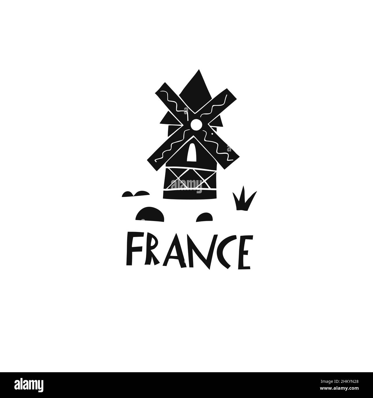 Vector hand drawn symbol of France. Travel illustration of French signs ...