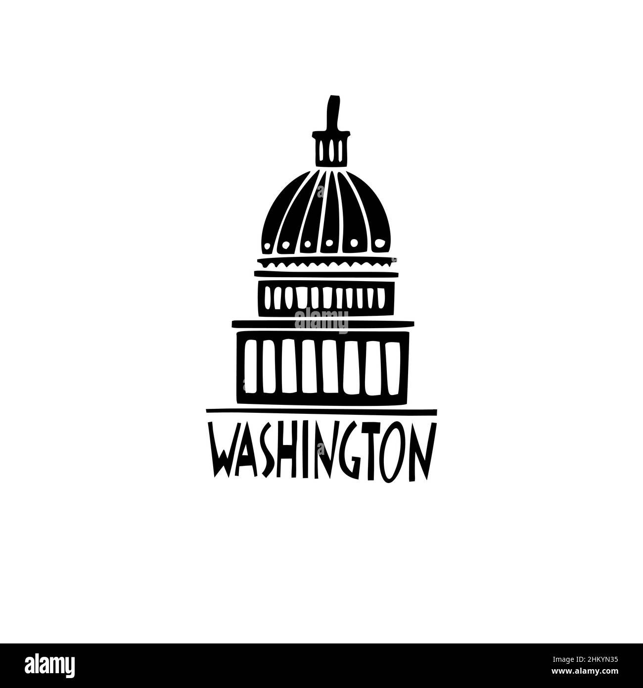 Vector hand drawn symbol of Washington. Travel illustration of USA ...