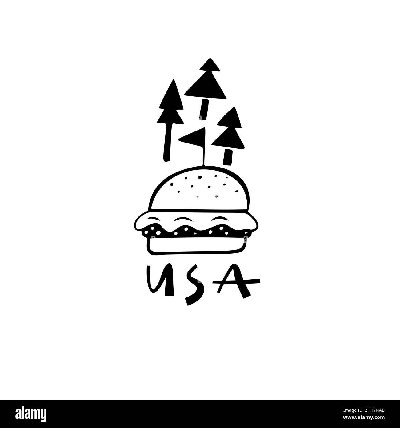 Vector hand drawn symbol of United States of America. Travel ...