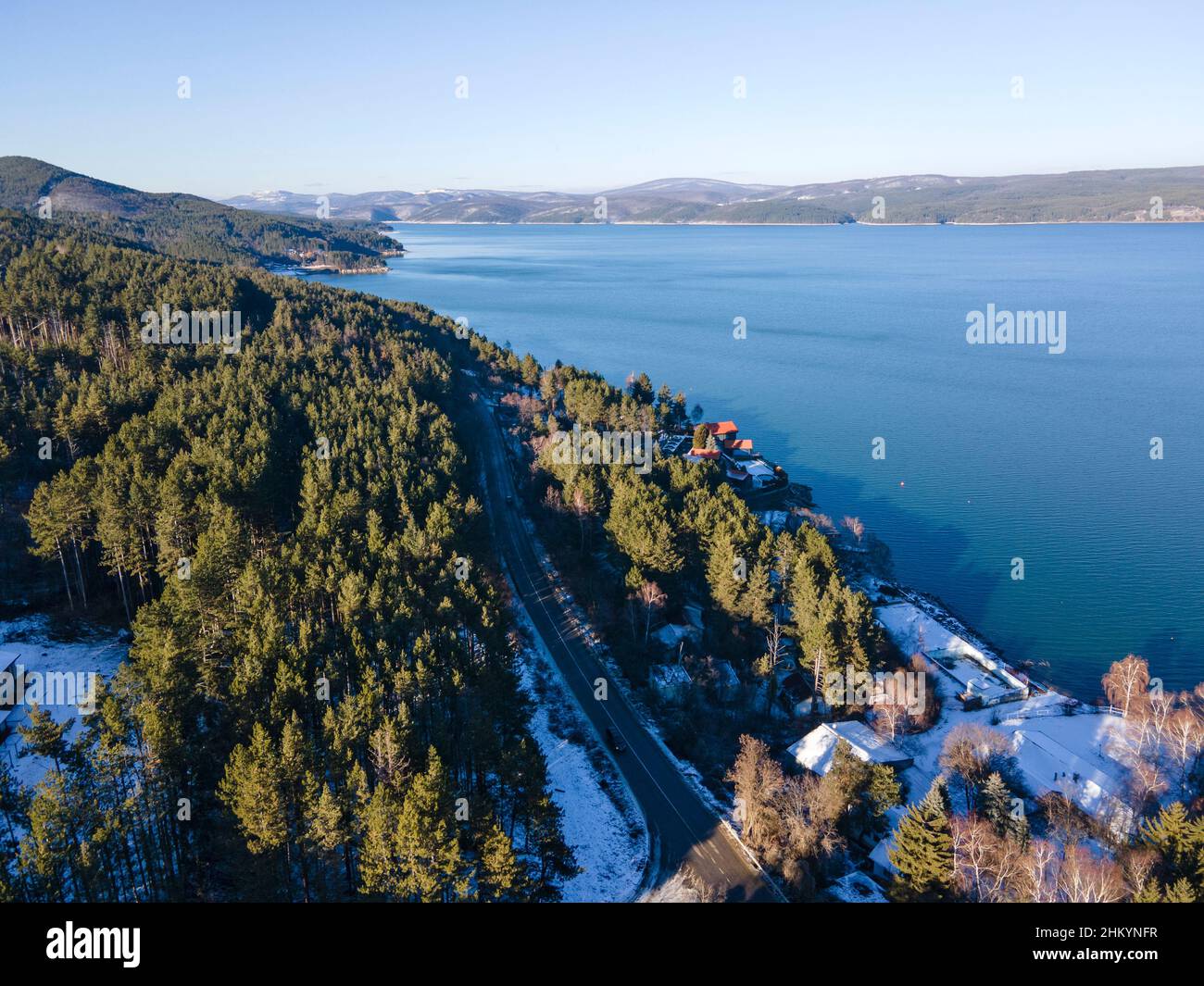 Amazing Aerial view of Iskar Reservoir near city of Sofia, Bulgaria ...