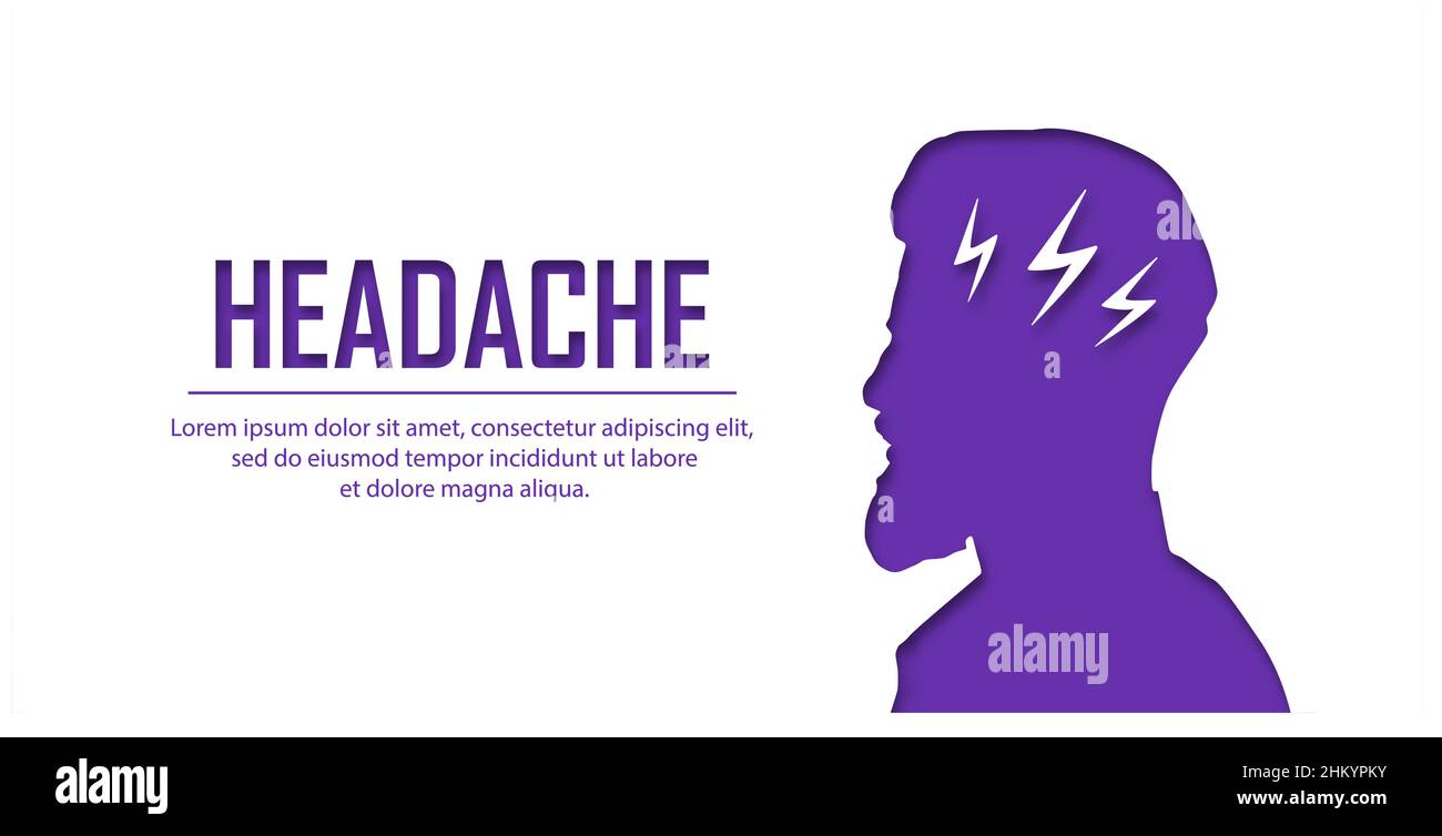 Guy or man headache concept. People silhouette. Vector medical ...
