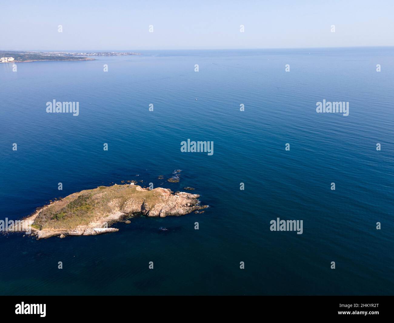 Aerial view of Snake Island at Arkutino region, Burgas Region, Bulgaria ...