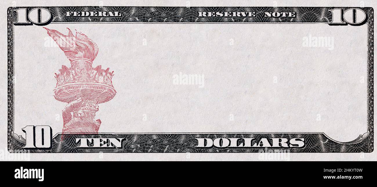 10 dollar bill with empty middle area Stock Photo - Alamy