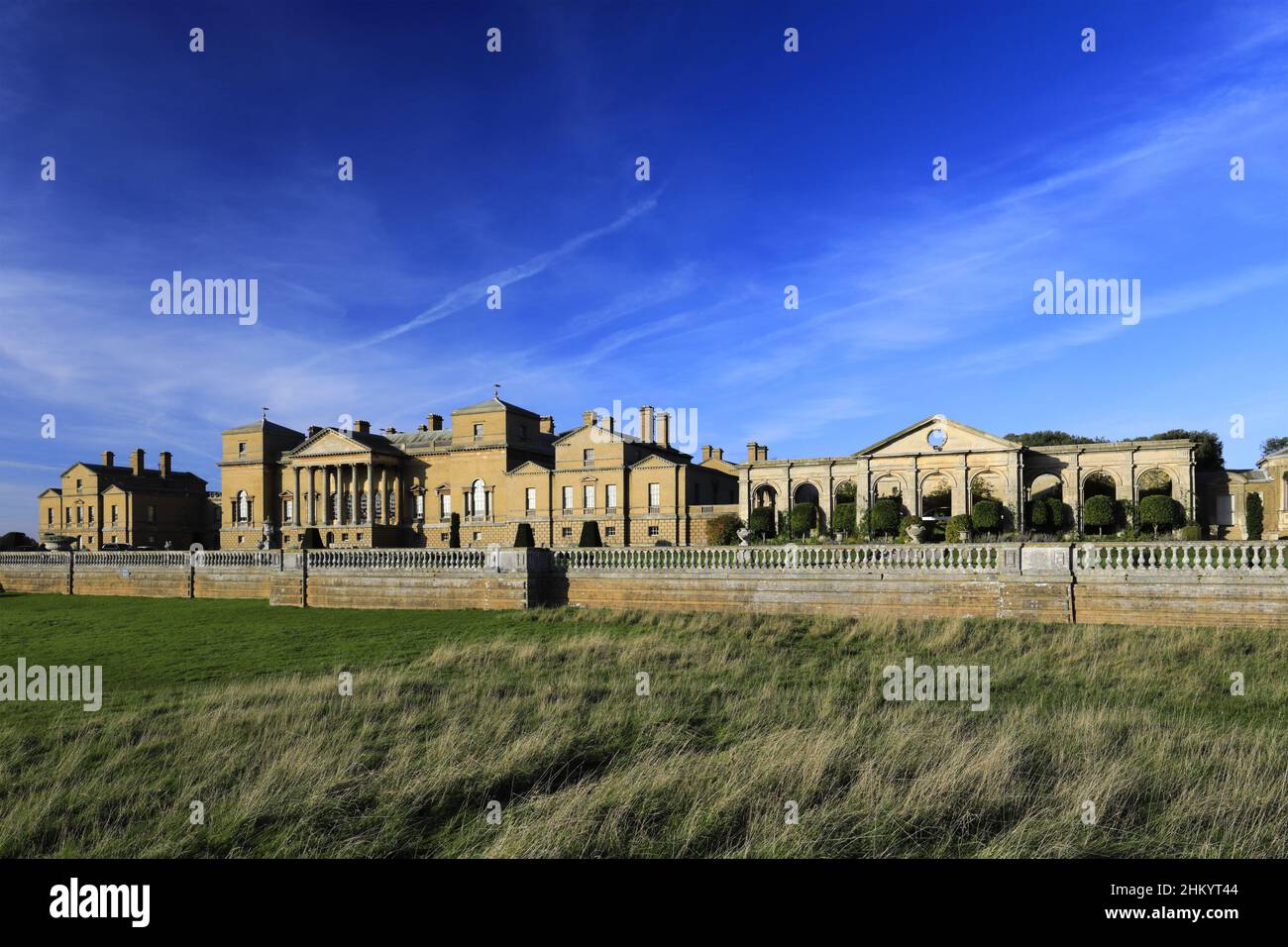 Autumn view of one of the great Palladian Houses of England, Holkham ...