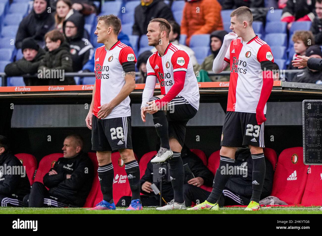 Rotterdam, Netherlands. 06th Feb, 2022. Rotterdam - Jens Toornstra of Feyenoord, Jorrit Hendrix ...