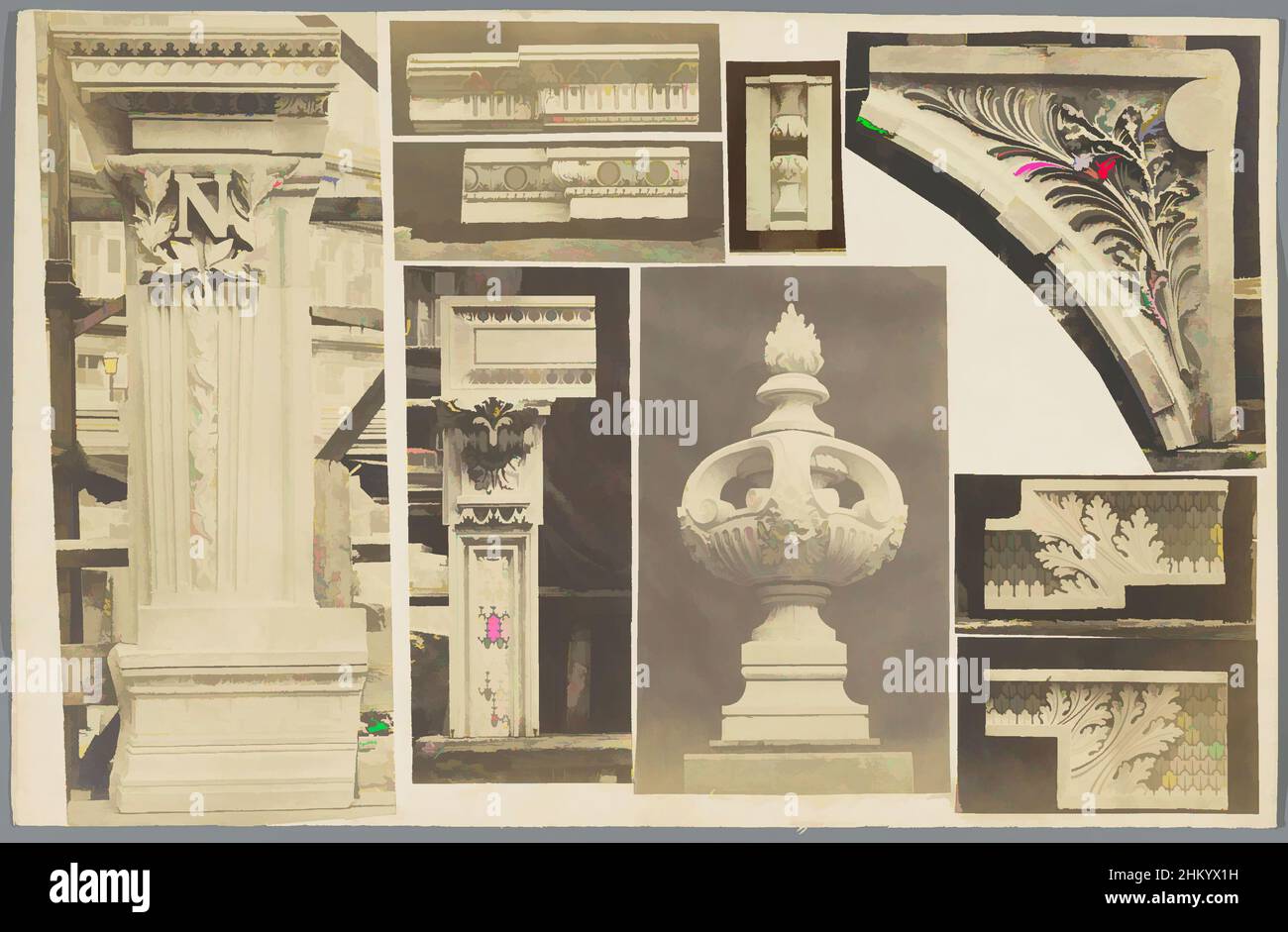 Art inspired by Sheet with 9 cutouts of photographs of plaster models ...