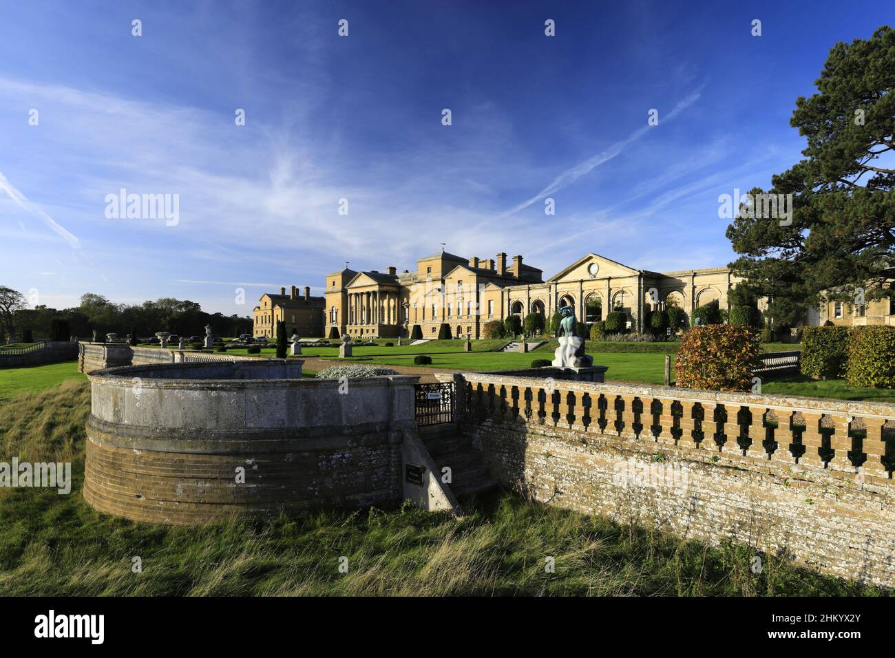 Autumn view of one of the great Palladian Houses of England, Holkham ...