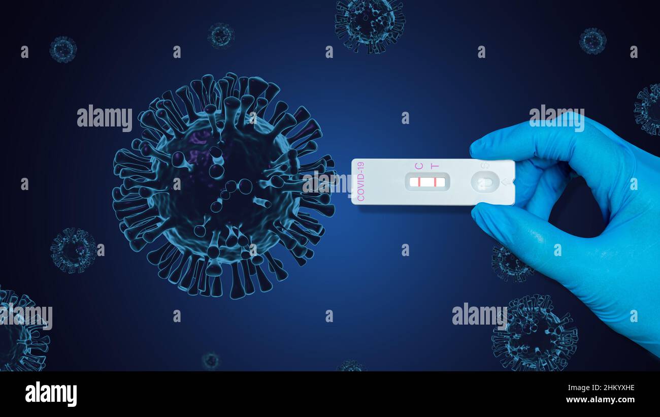 Hand holding Rapid Antigen Test kit(ATK) with Positive result during ...