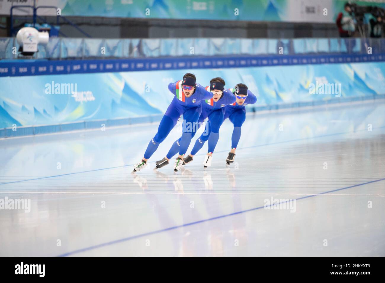 Italy's Team training (ITA) February 6, 2022 Speed Skating, Men's 5000m ...