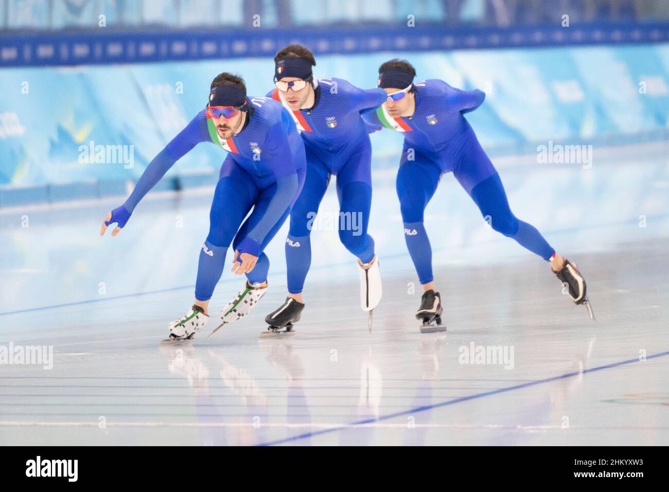 Italy's Team training (ITA) February 6, 2022 Speed Skating, Men's 5000m ...