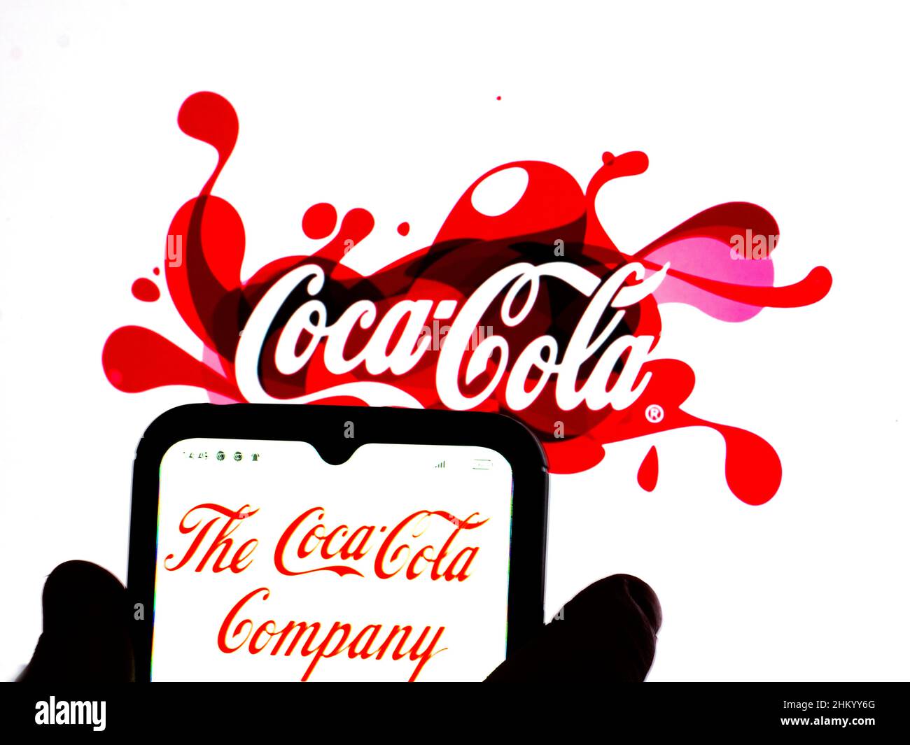 In this photo illustration, the Coca-Cola Company logo is displayed on ...